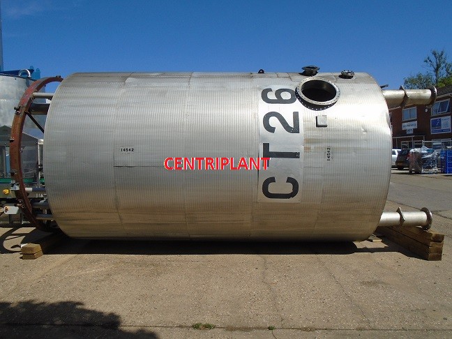 10642 - 12,700 LITRE VERTICAL STAINLESS STEEL TANK, INTERNAL STEAM COIL ...